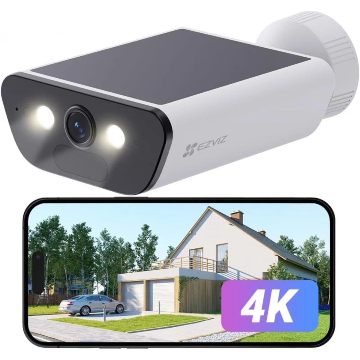 EZVIZ (4K, 8 MP) Solar Security Camera with Built -in Solar Panel Outd ...